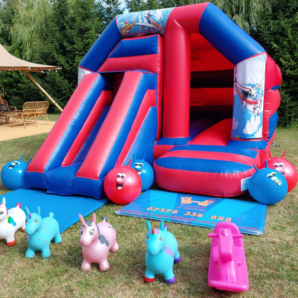 Planes Bouncy Castle Slide (Disco Ready) - Kingdom of Castles, Farnborough